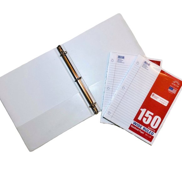 Avery | Office | New 5 Inch 3 Ring White Binder Notebook Paper Set ...